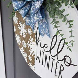 Winter Front Door Welcome Sign | Winter Door Wreath | Hello Winter ...