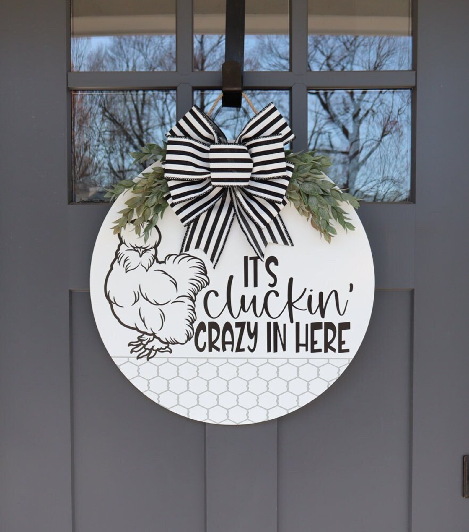 Crazy Chicken Lady Sign | Funny Front Door Sign | Funny Welcome Sign ...