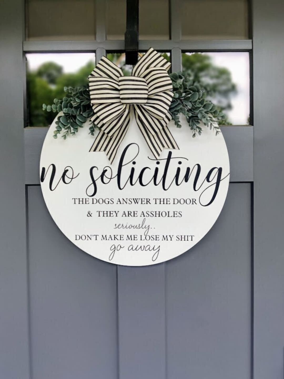 No Soliciting Sign | Funny Door Sign | Go Away Door Hanger | Funny ...