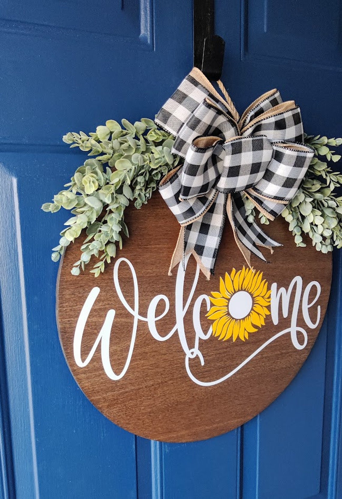 Sunflower Door Decor Sunflower Welcome Spring Wreath - Etsy