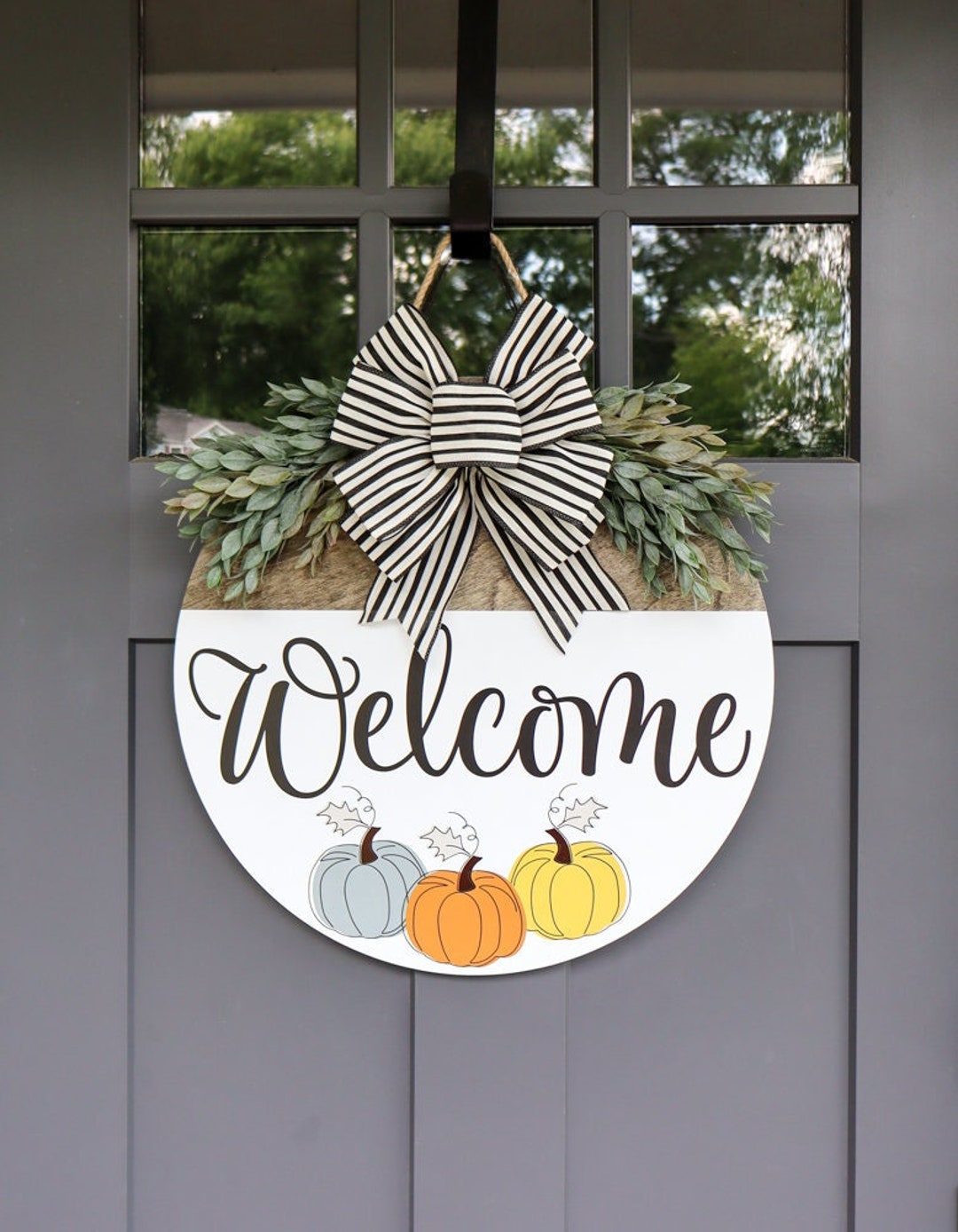Fall Front Door Decor Hello Fall Door Sign Fall Welcome Wreath Fall ...