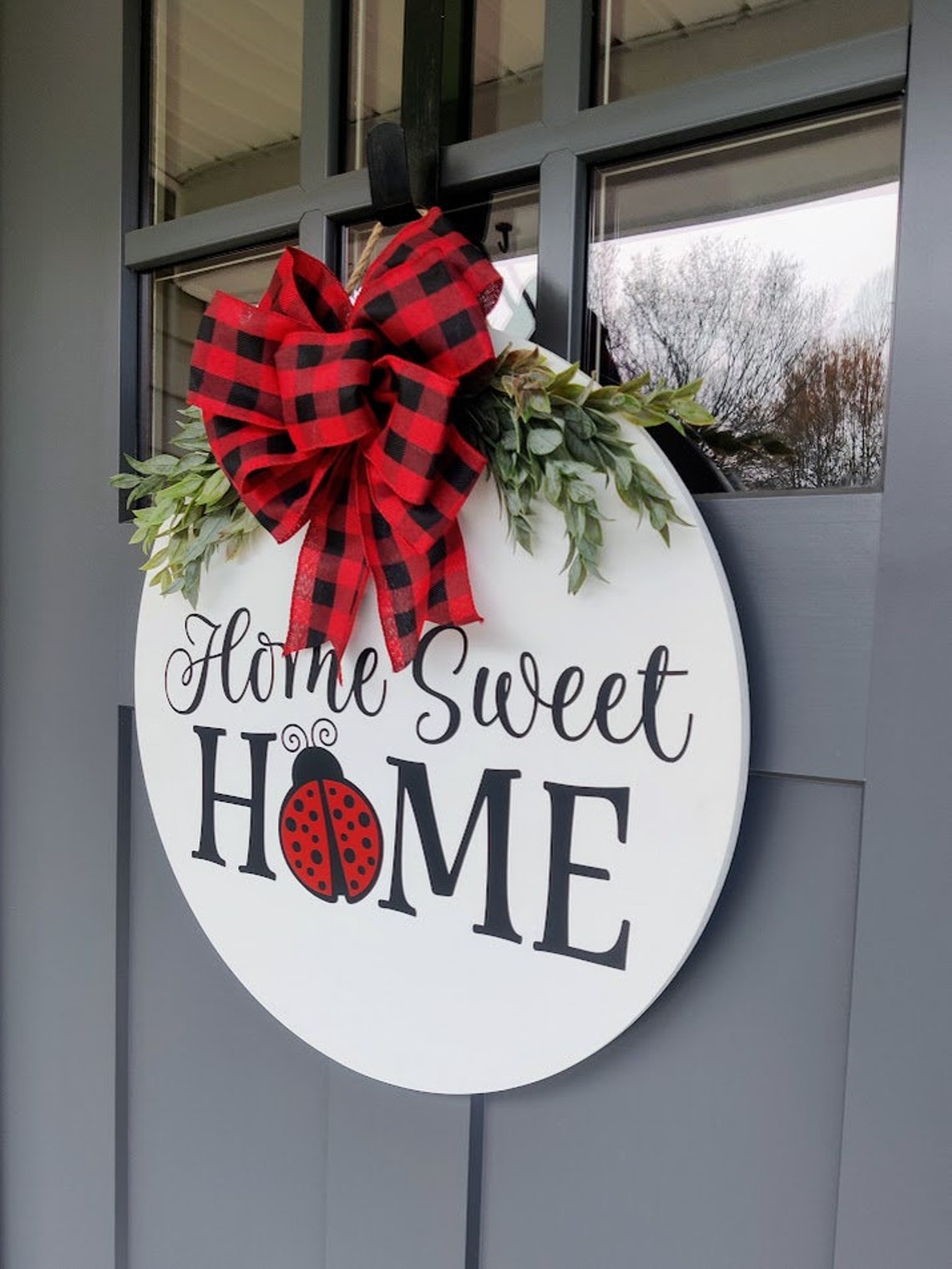 Spring Front Door Decor | Ladybug Welcome Sign | Summer Door Hanger ...