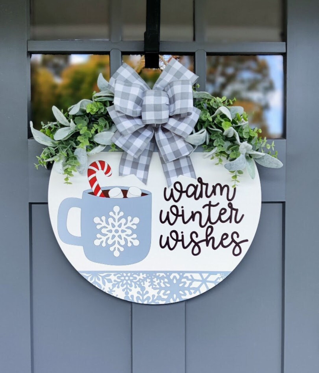 Winter Front Door Welcome Sign | Winter Front Door Wreath | Warm Winter ...