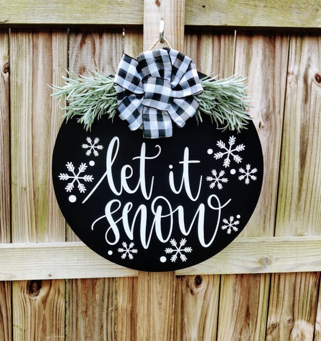 Let It Snow Winter Welcome Front Door Decor Door Hanger - Etsy