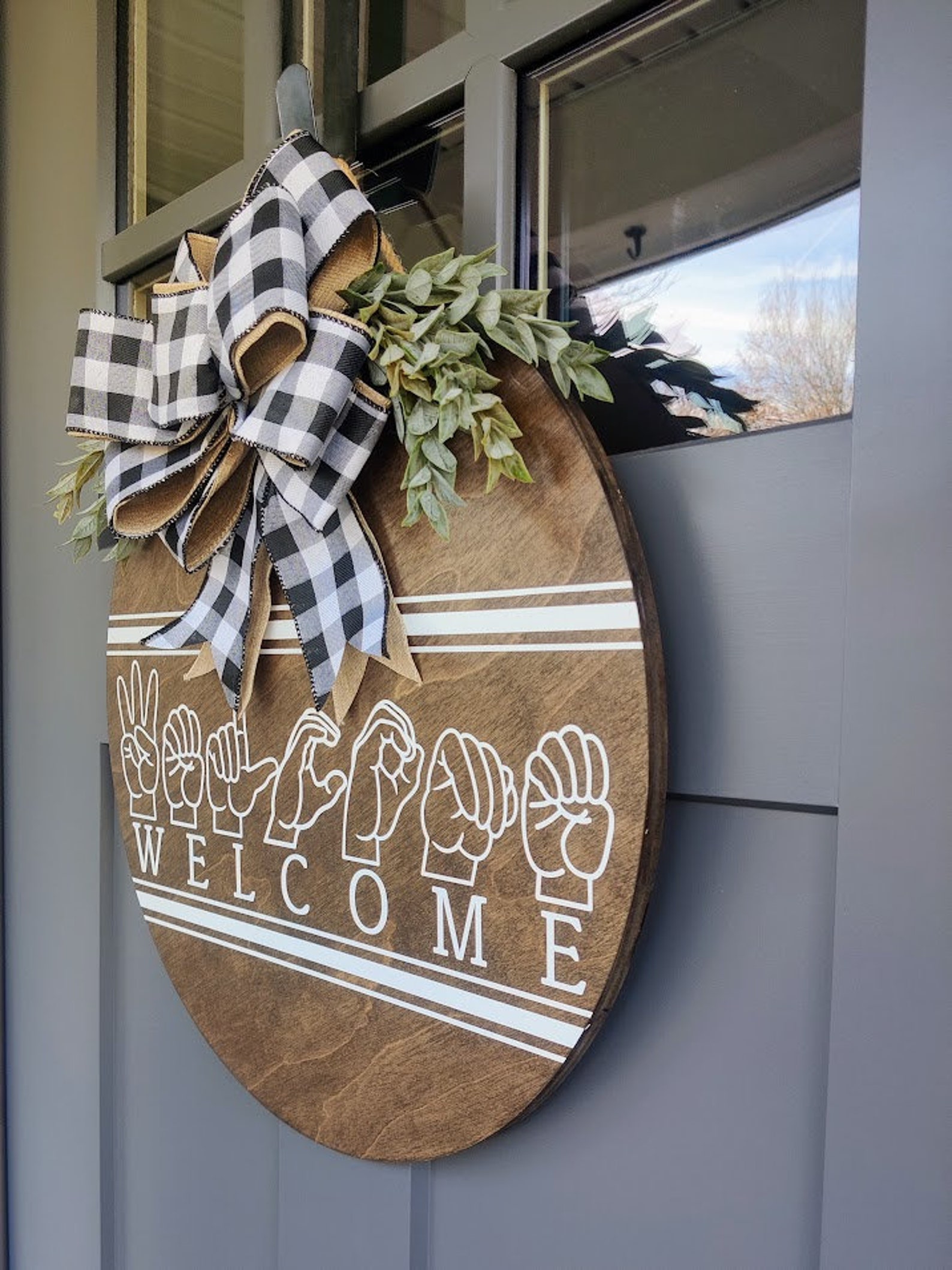 Sign Language Welcome Sign | ASL | Welcome Wreath | Door Hanger ...