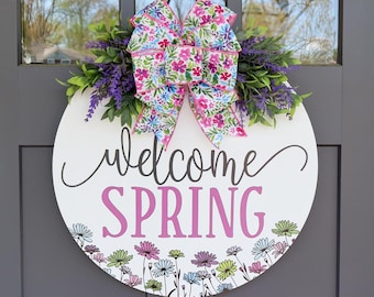 Hello Spring Door Hanger | Front Door Decor | Spring Door Sign | Spring ...