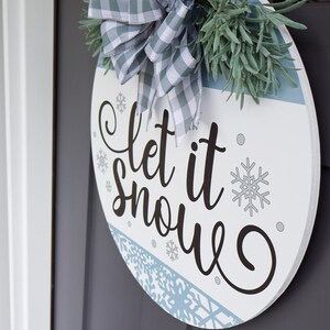 Winter Front Door Welcome Sign | Winter Front Door Wreath | Let It Snow ...