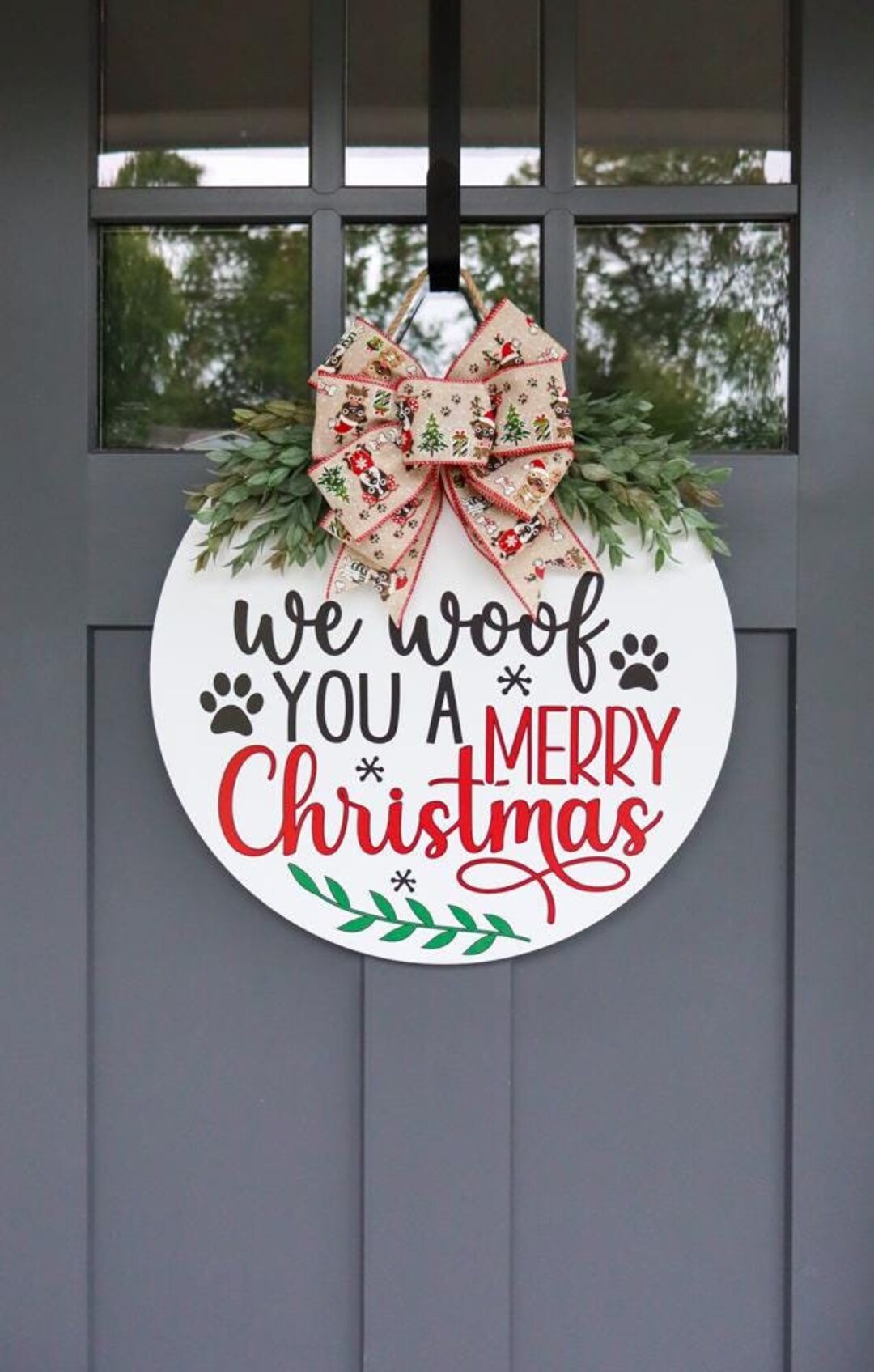 Christmas Front Door Decor | Christmas Wreath | Dog Christmas Sign ...