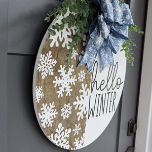 Winter Front Door Welcome Sign | Winter Door Wreath | Hello Winter ...