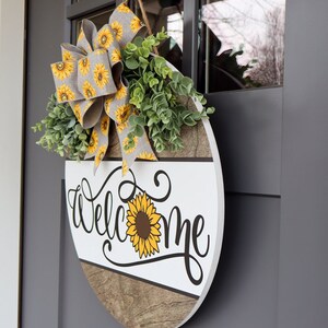 Summer Front Door Sign | Sunflower Welcome Sign | Sunflower Wreath ...