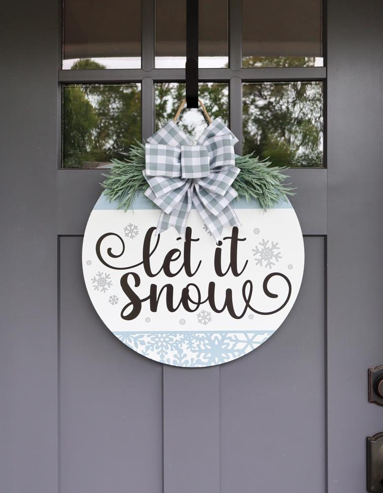 Winter Front Door Welcome Sign | Winter Front Door Wreath | Let It Snow ...