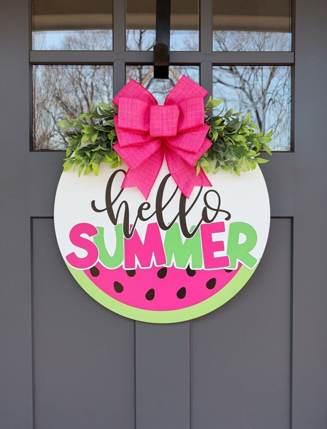 Summer Front Door Sign | Summer Wreath | Pink Watermelon Sign | Summer ...