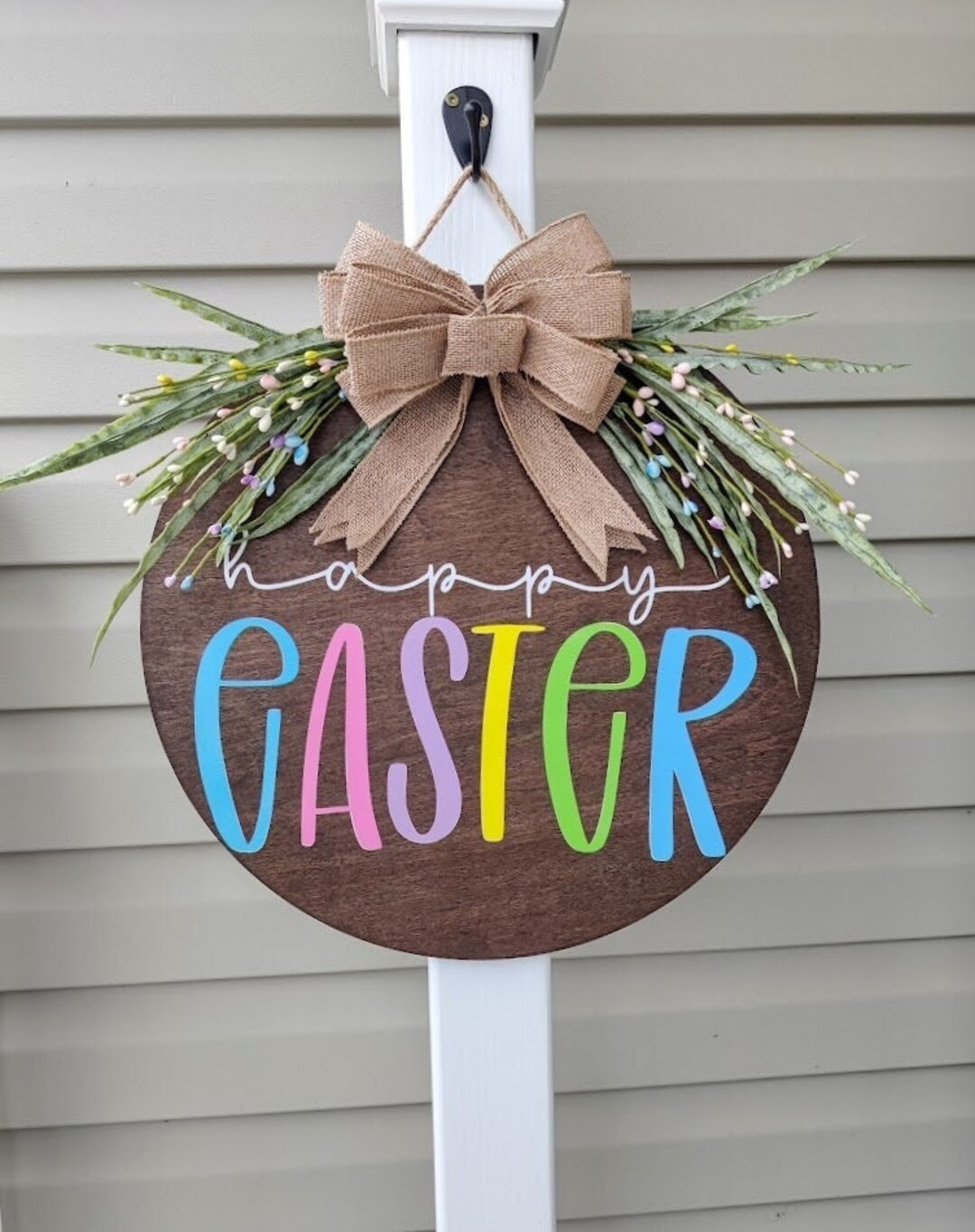 Easter Door Wreath Happy Easter Spring Welcome Sign Easter Decor Easter ...
