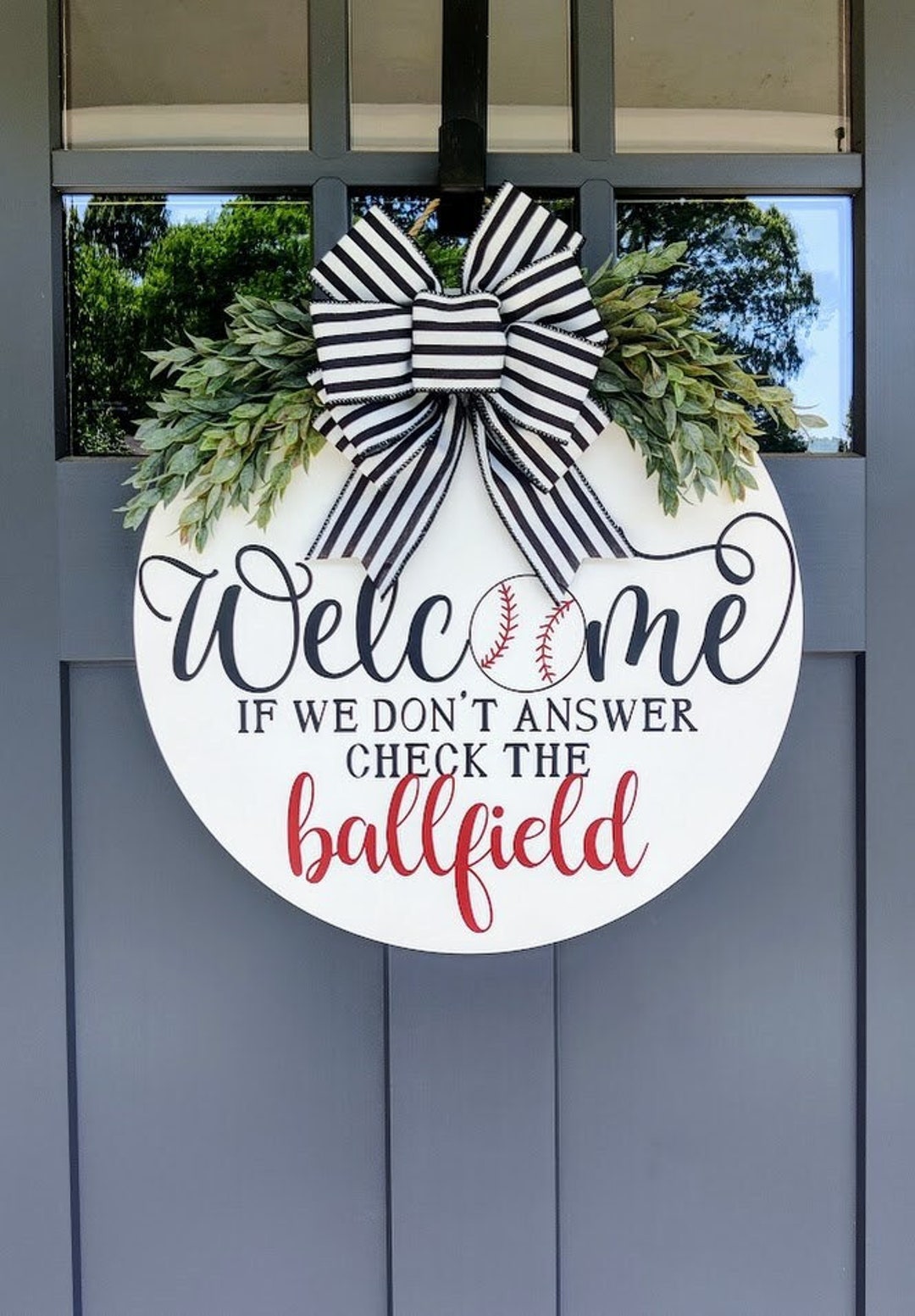 Baseball Front Door Wreath | If We Don't Answer We're at the Ballfield ...