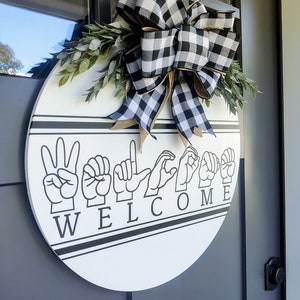 Sign Language Welcome Sign | ASL | Welcome Wreath | Door Hanger ...