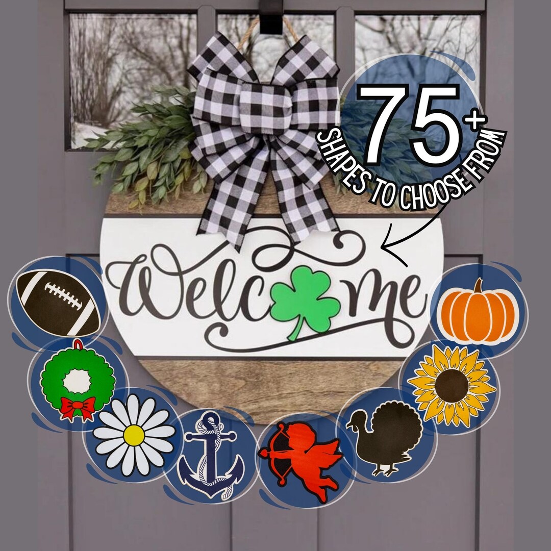 Interchangeable Door Hanger Interchangeable Welcome Sign Front Door ...