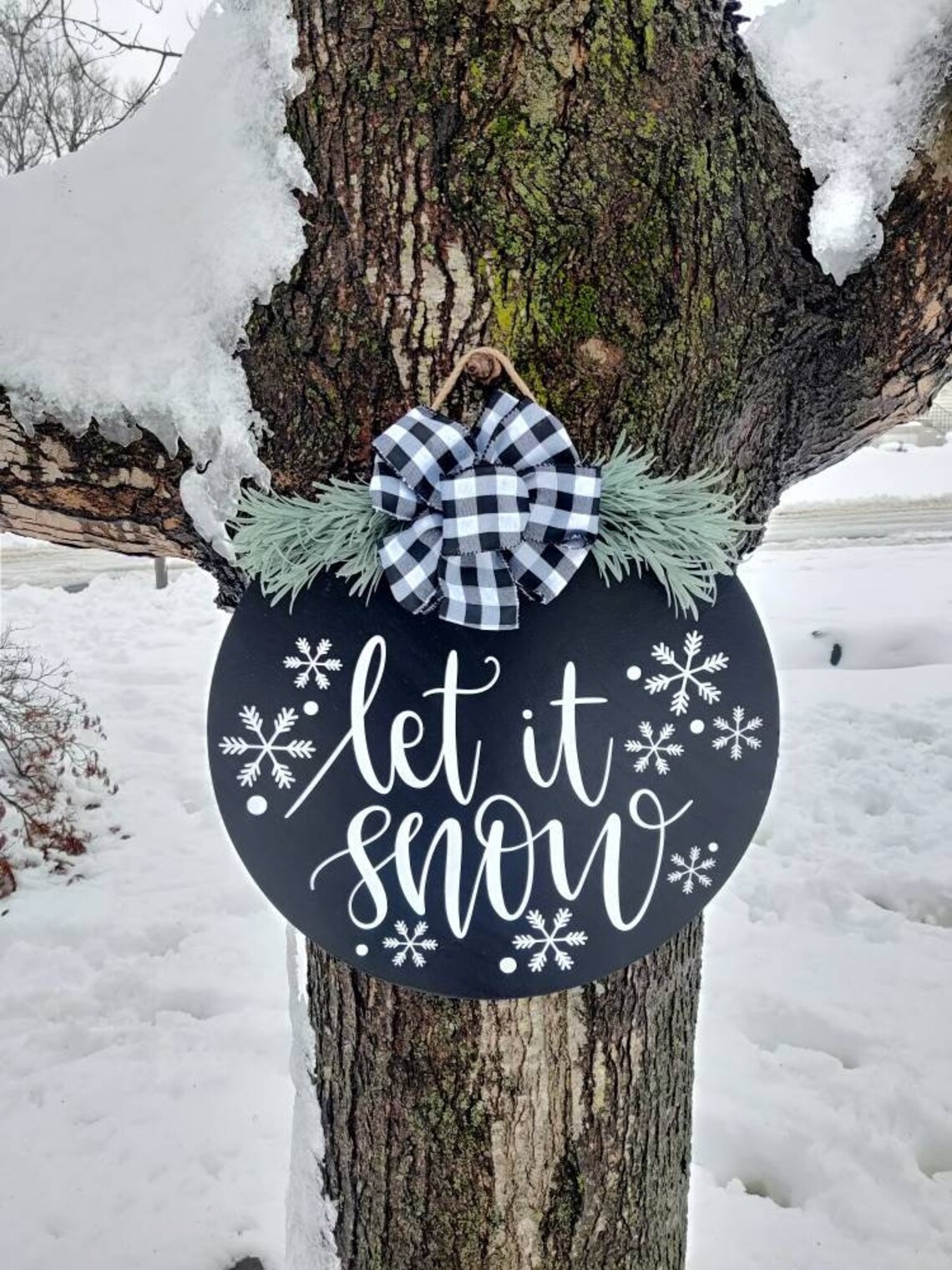 Let It Snow Winter Welcome Front Door Decor Door Hanger | Etsy