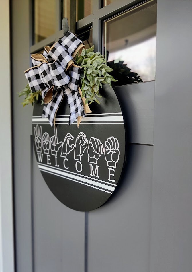 Sign Language Welcome Sign | ASL | Welcome Wreath | Door Hanger ...