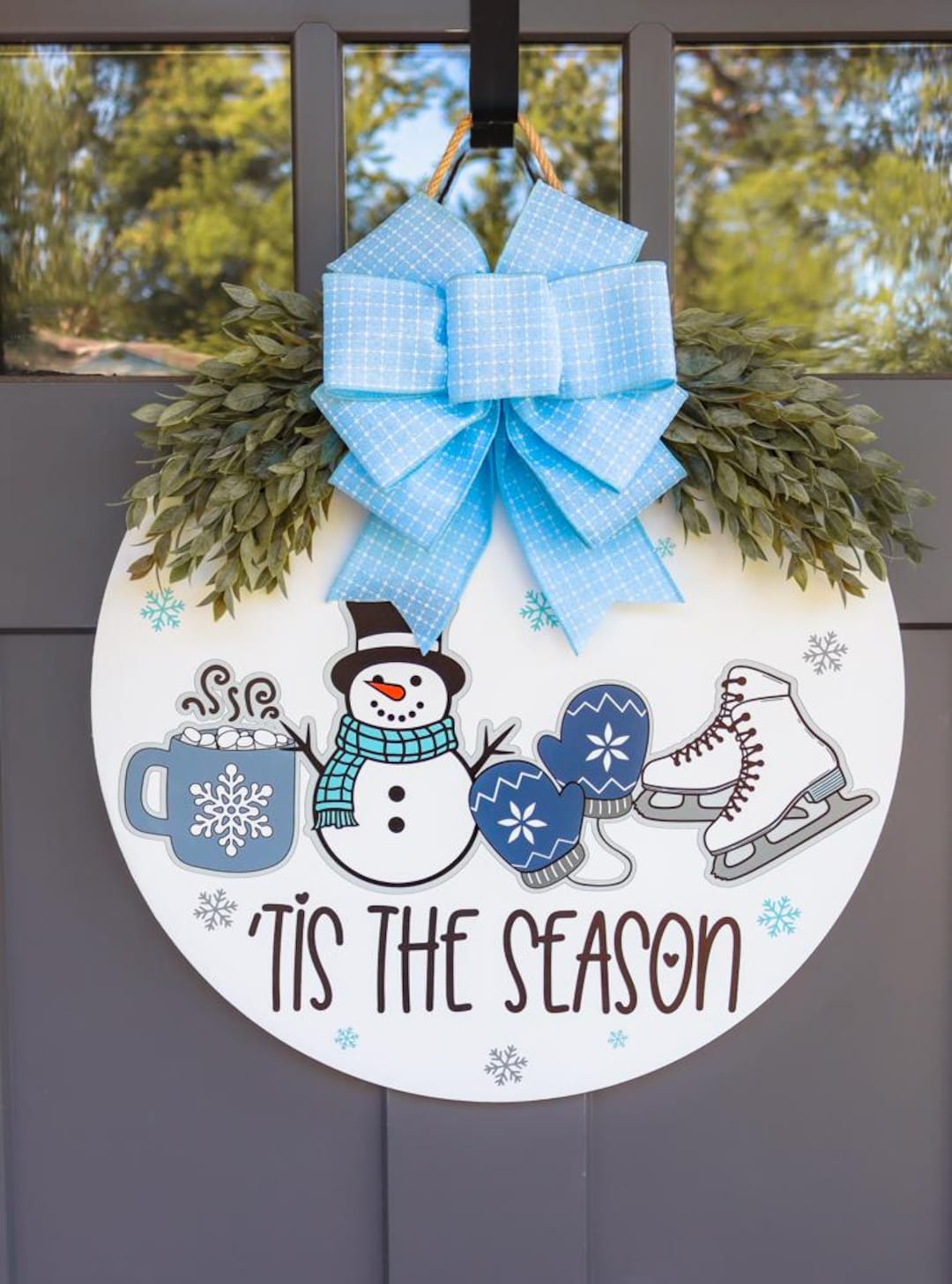 Winter Front Door Welcome Sign | Winter Front Door Wreath | Tis the ...