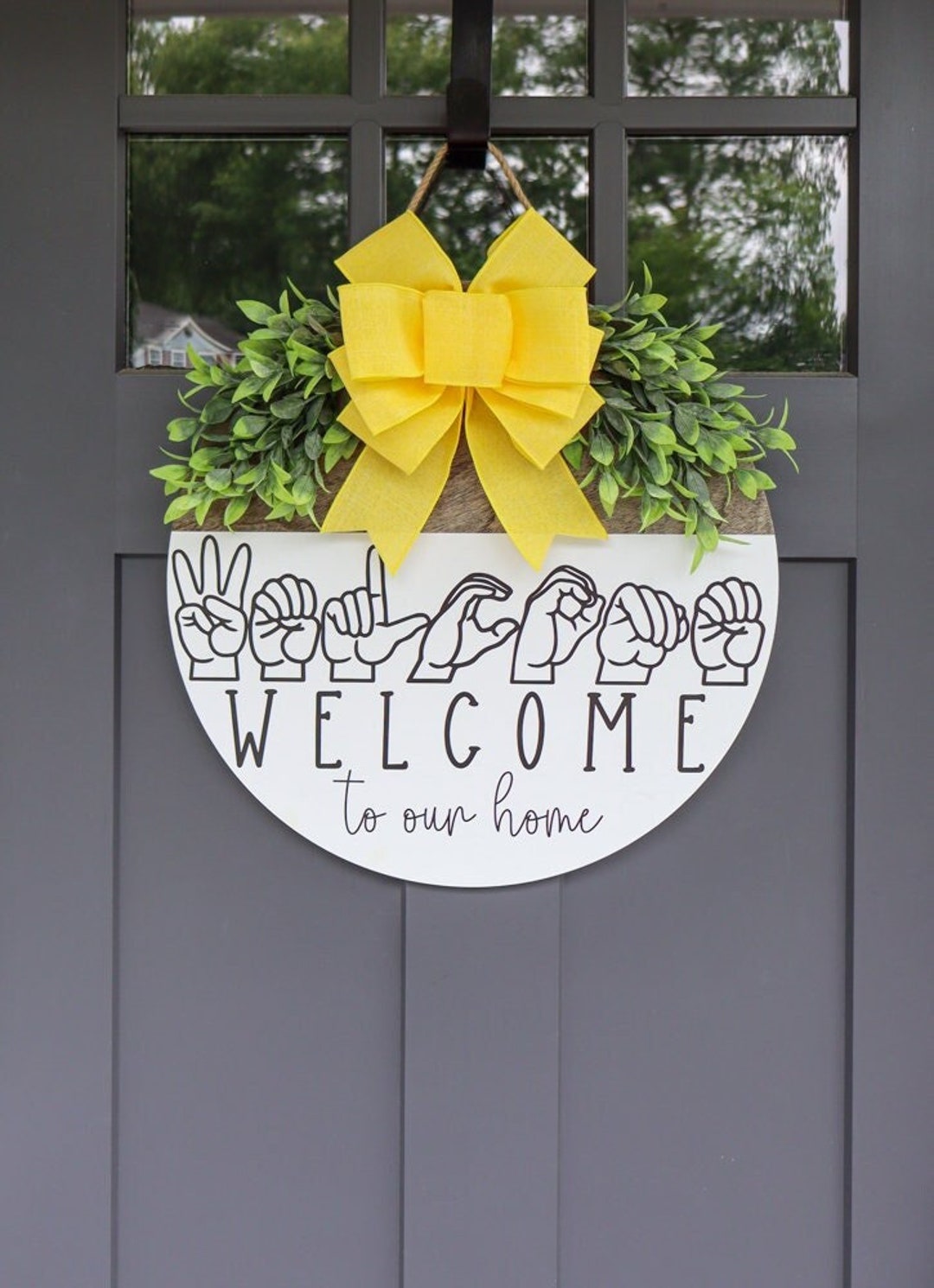 Sign Language Welcome Sign | ASL | Welcome Wreath | Door Hanger ...