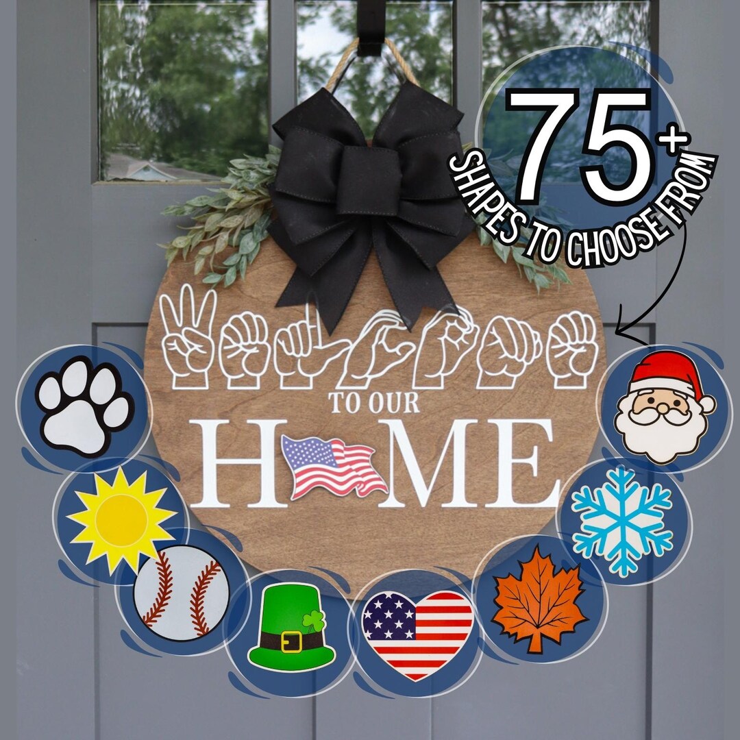 Interchangeable Door Hanger | Interchangeable ASL Welcome Sign | Sign ...
