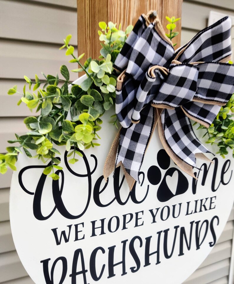Front Door Decor | Dachshund Welcome Sign | Dog Door Hanger | Hope You ...