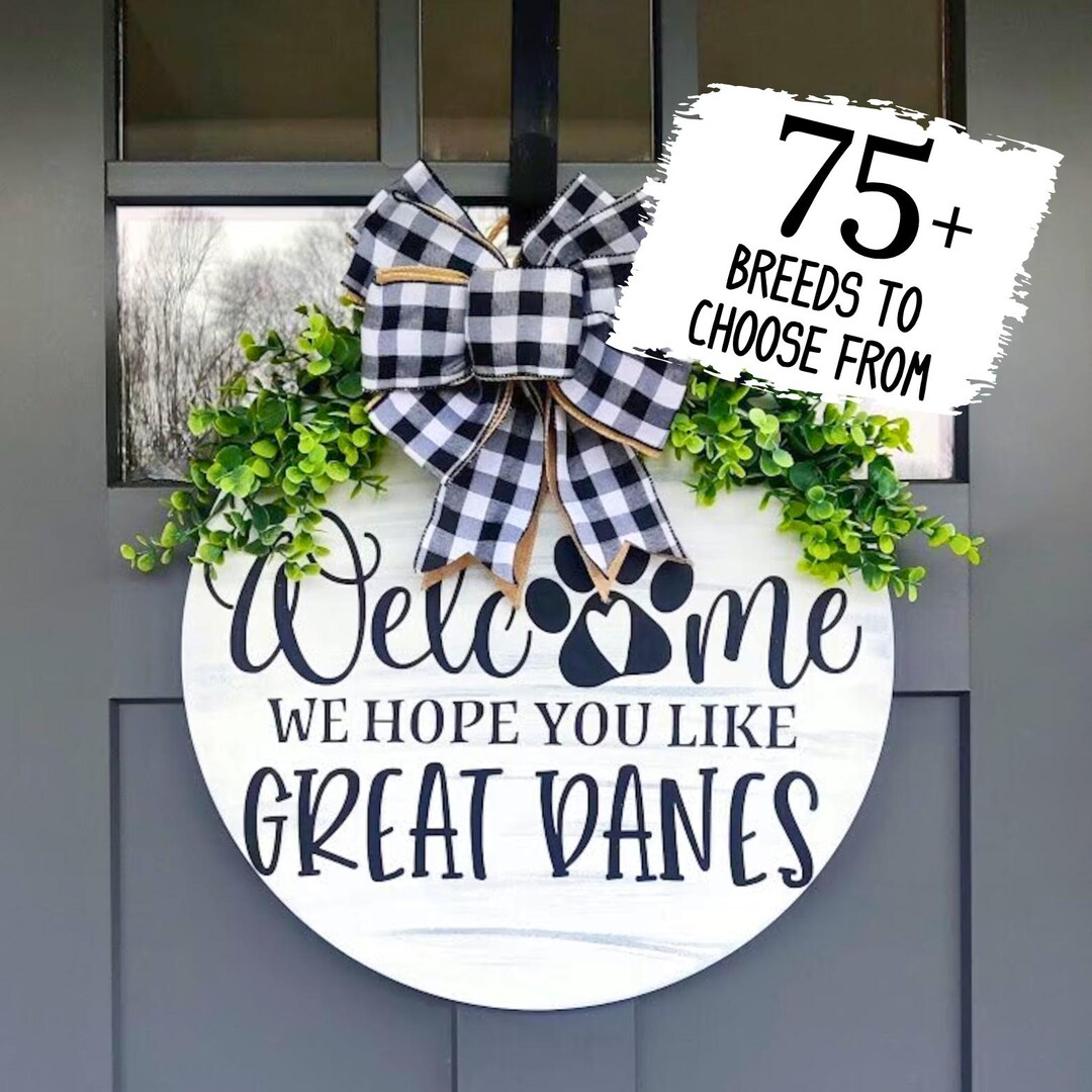 Great Dane Door Decor | Great Dane Wreath | Dog Welcome Sign | Door ...