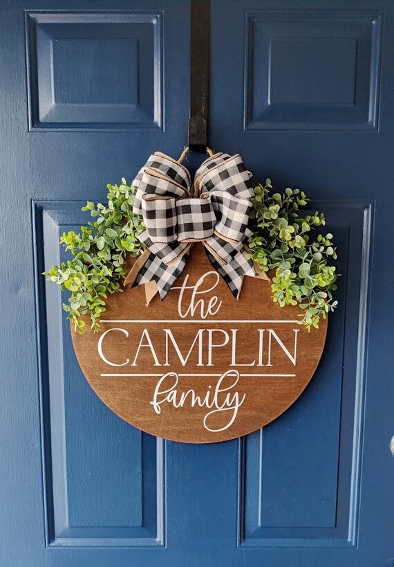 Front Door Decor Family Name/last Name Established Date | Etsy