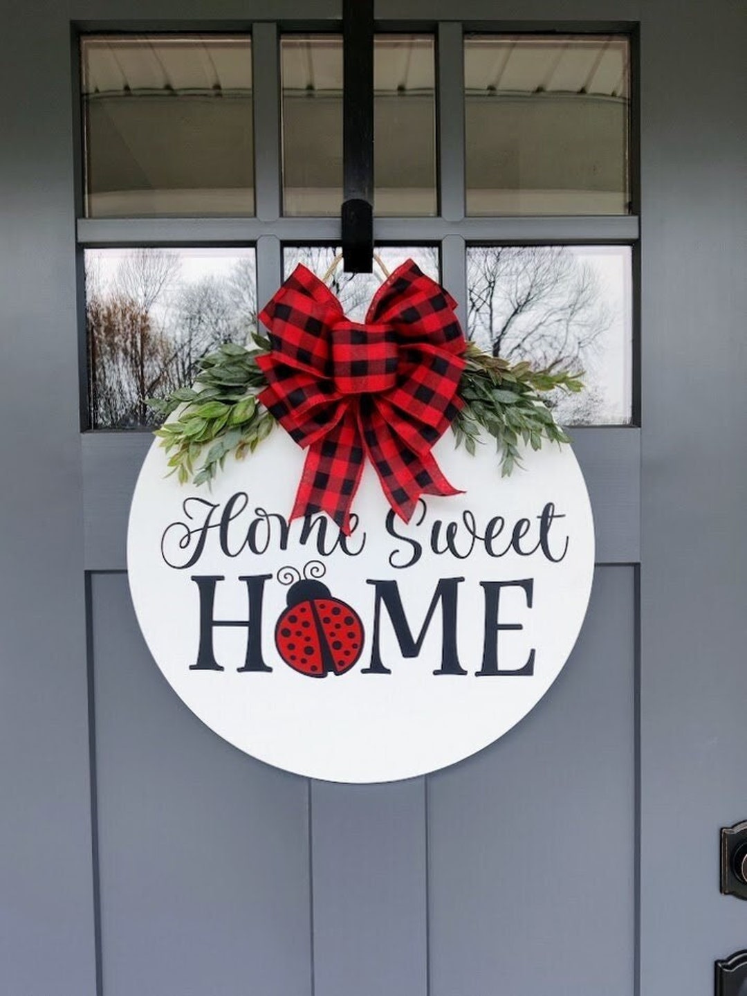 Spring Front Door Decor | Ladybug Welcome Sign | Summer Door Hanger ...