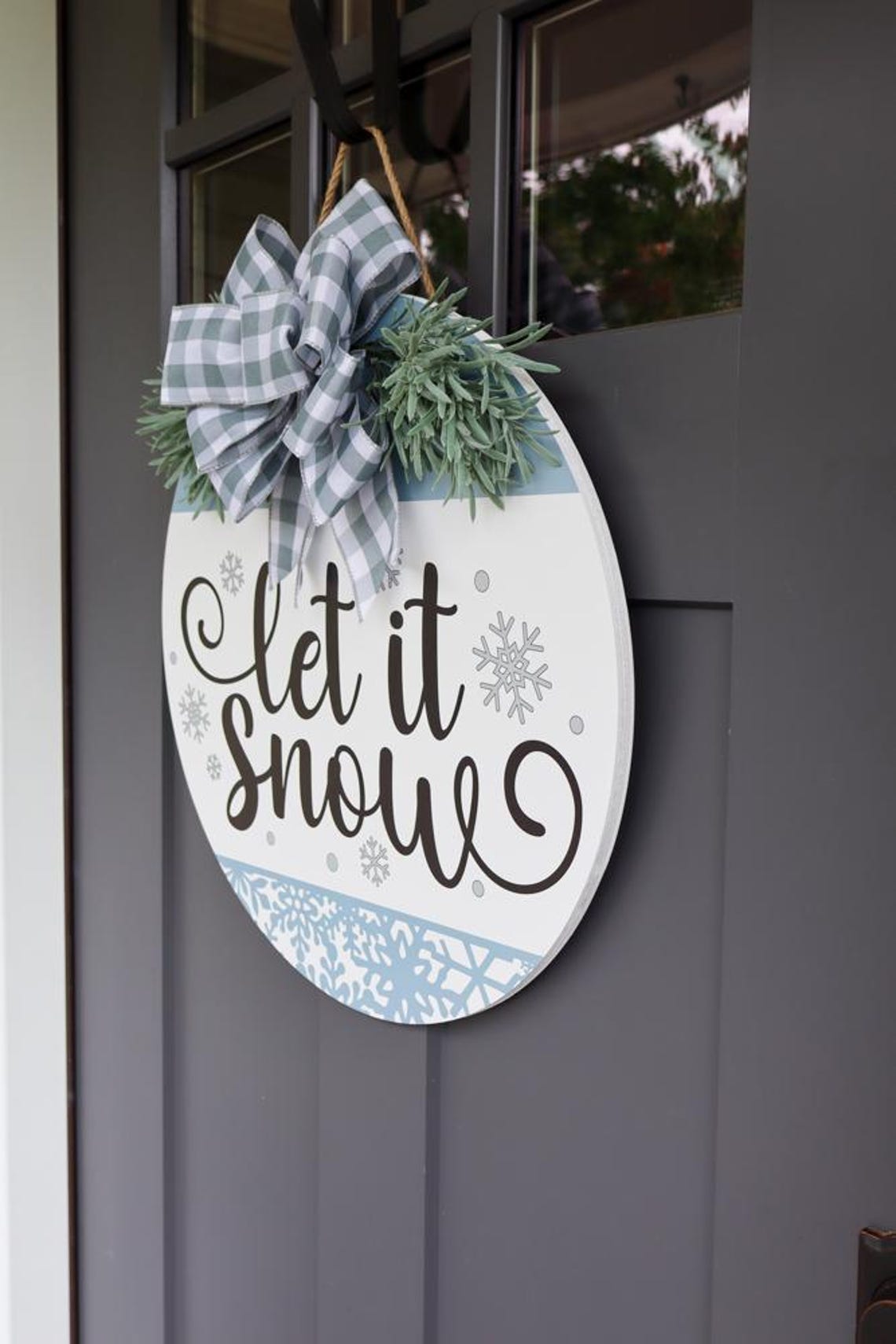 Winter Front Door Welcome Sign | Winter Front Door Wreath | Let It Snow ...