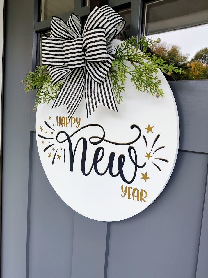 New Years Front Door Decor | Happy New Years | 2026 | Winter Wreath ...