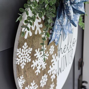 Winter Front Door Welcome Sign | Winter Door Wreath | Hello Winter ...