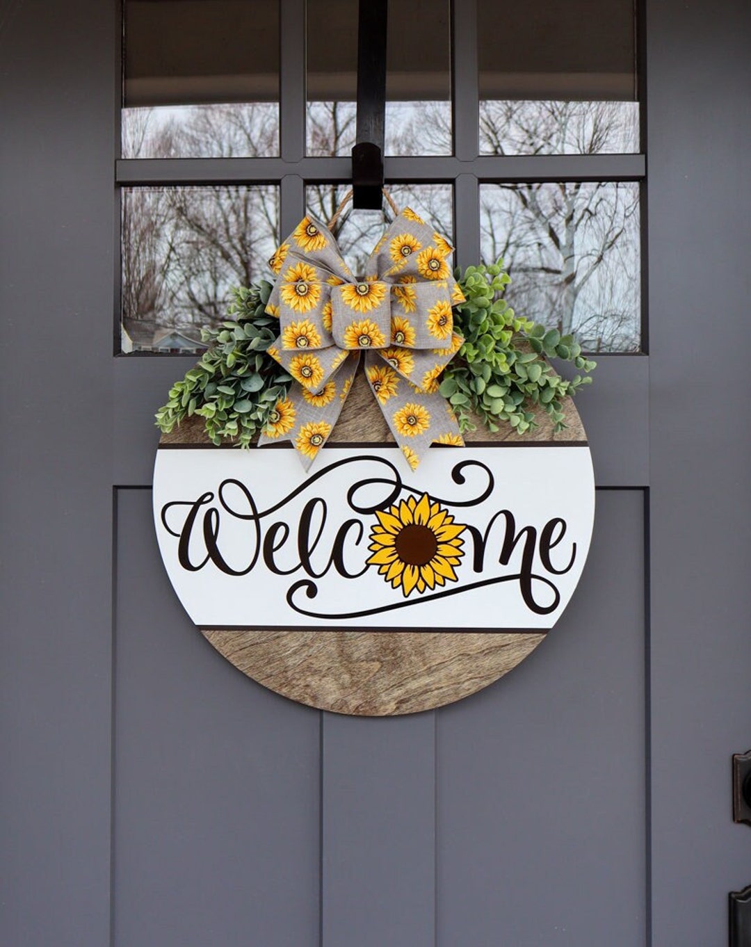 Summer Front Door Sign | Sunflower Welcome Sign | Sunflower Wreath ...