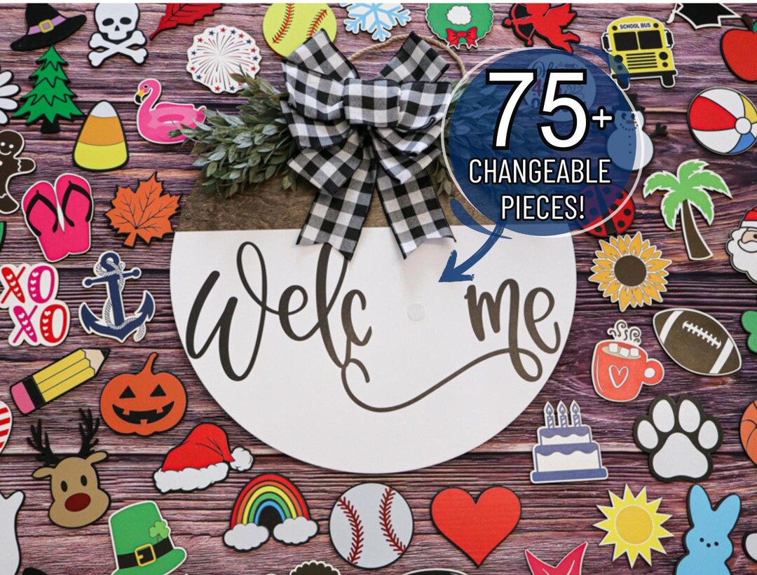 Interchangeable Door Hanger | Interchangeable Welcome Sign | Front Door ...