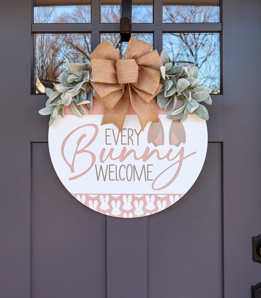 Easter Door Sign | Happy Easter Decor | Every Bunny Welcome Wreath ...