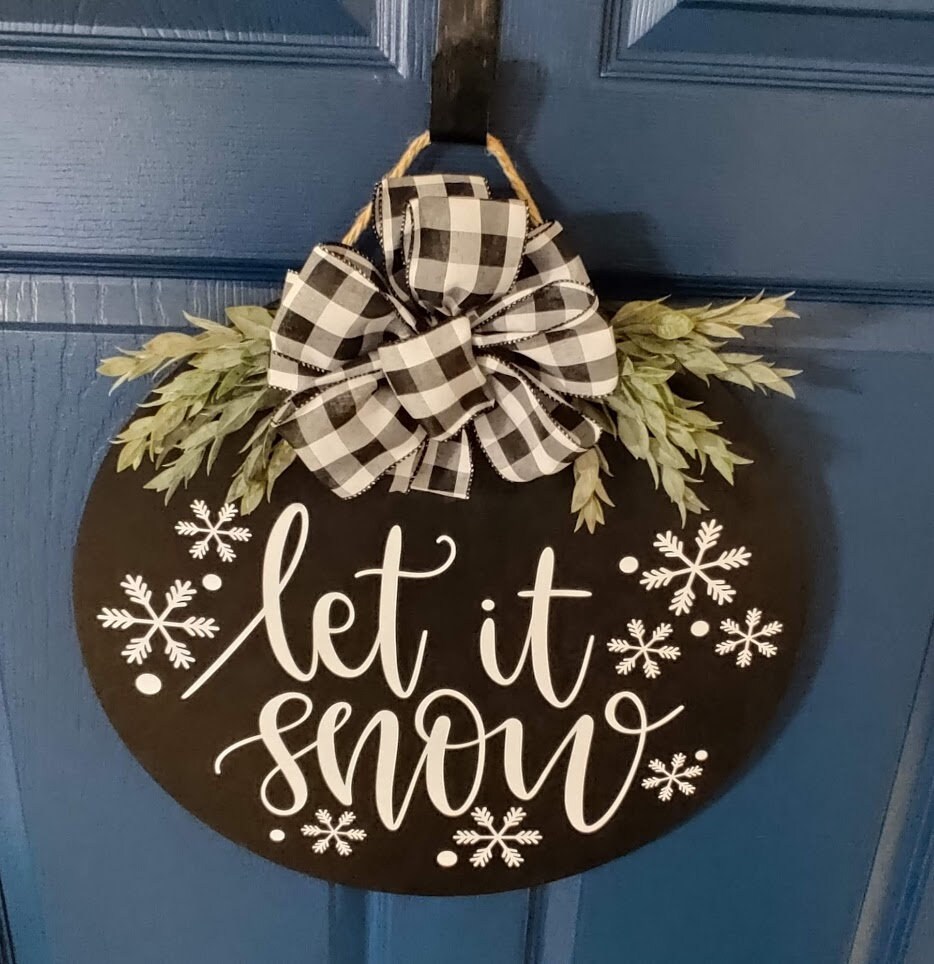 Let It Snow Winter Welcome Front Door Decor Door Hanger | Etsy