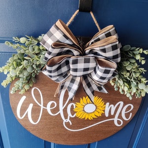 Sunflower Door Decor Sunflower Welcome Spring Wreath - Etsy