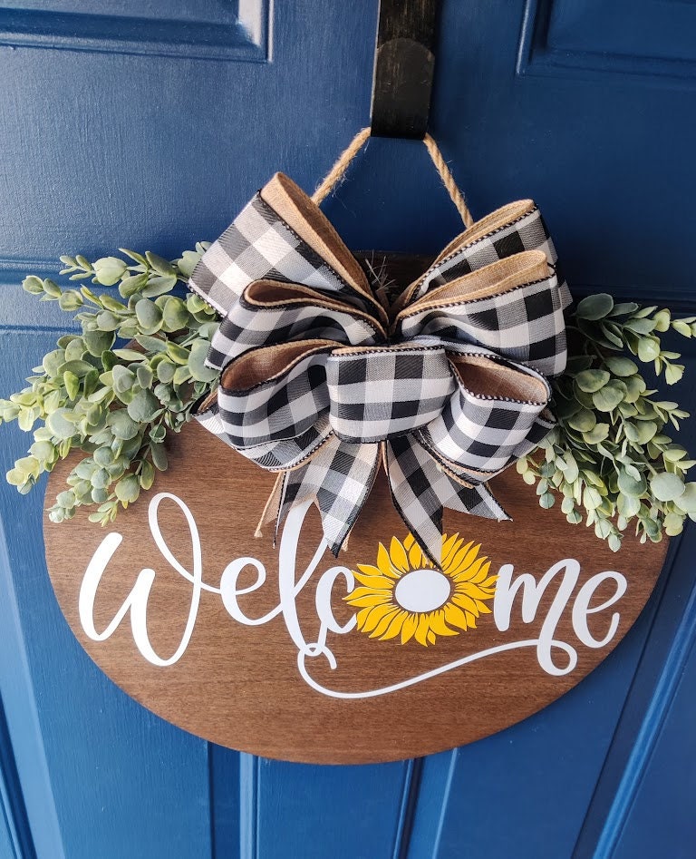Sunflower Door Decor Sunflower Welcome Spring Wreath - Etsy