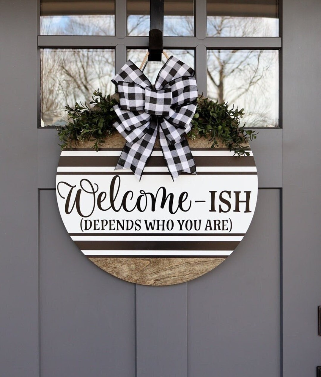 Front Door Decor | Welcome-ish Sign | Go Away Door Sign | Door Hanger ...