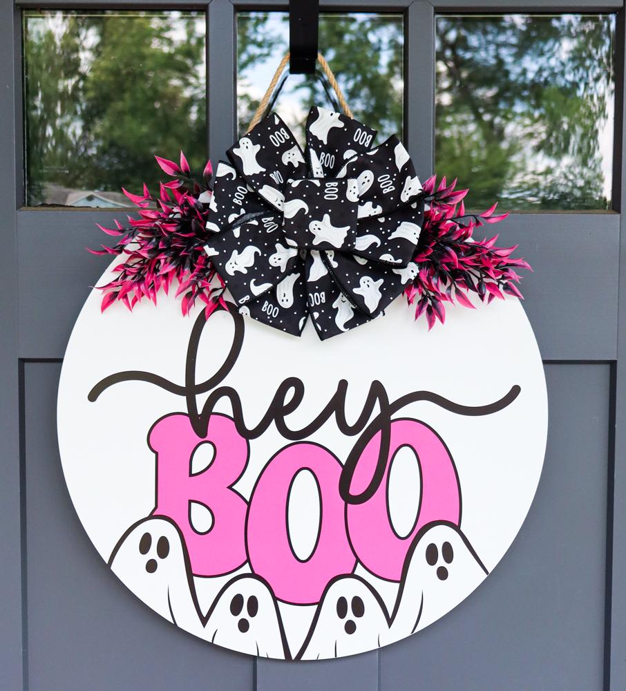 Halloween Front Door Decor | Hey Boo Door Sign | Hey Boo Door Hanger ...