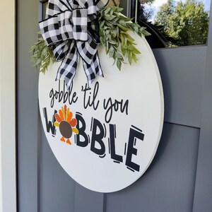 Thanksgiving Welcome Sign | Gobble Til You Wobble | Fall Wreath ...