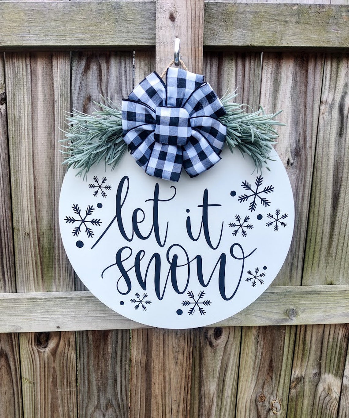 Let It Snow Winter Welcome Front Door Decor Door Hanger | Etsy