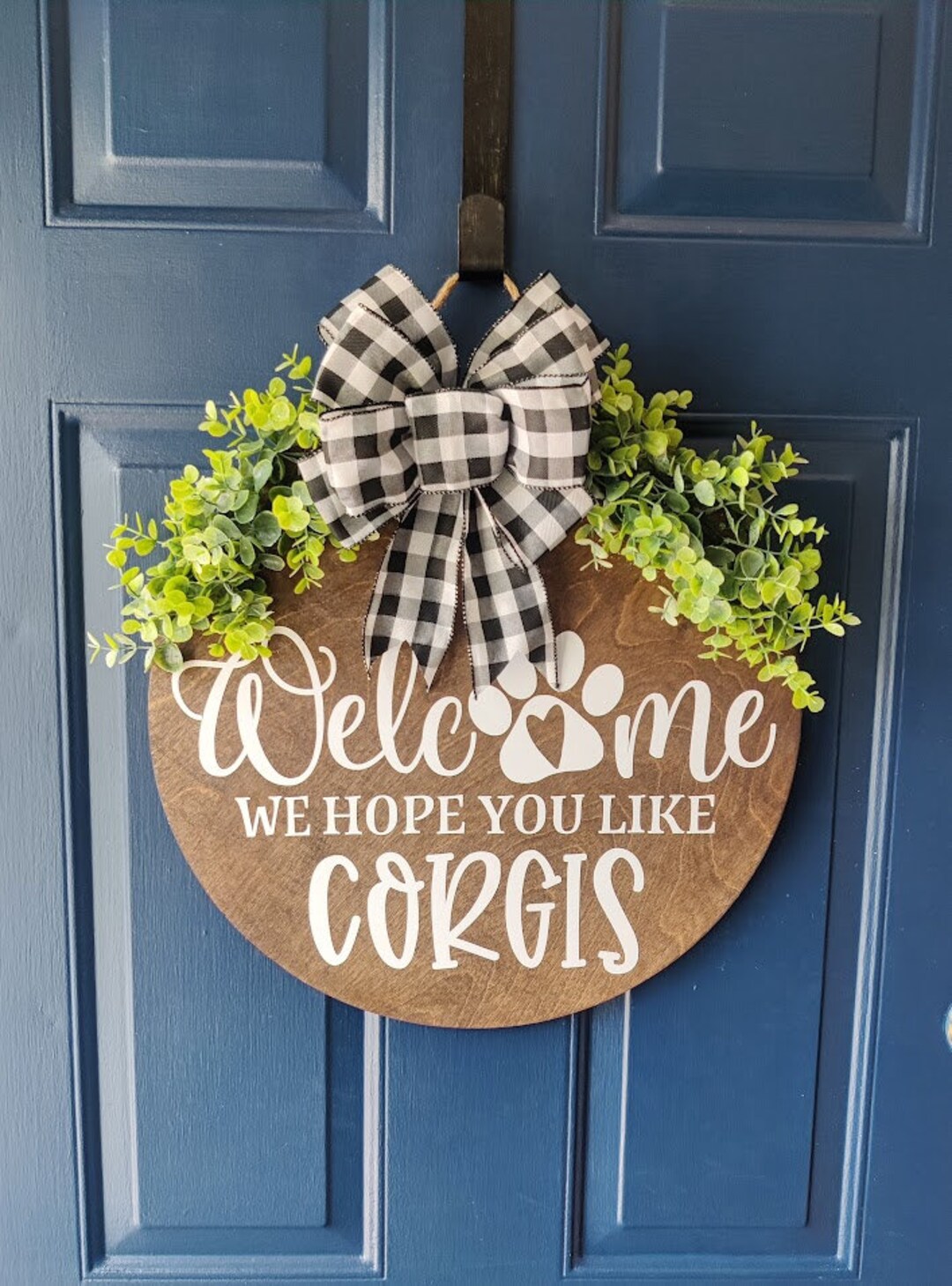Corgi Welcome Sign Front Door Decor Dog Door Welcome Sign Hope You Like ...