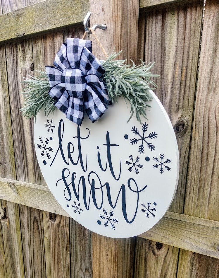 Let It Snow Winter Welcome Front Door Decor Door Hanger | Etsy