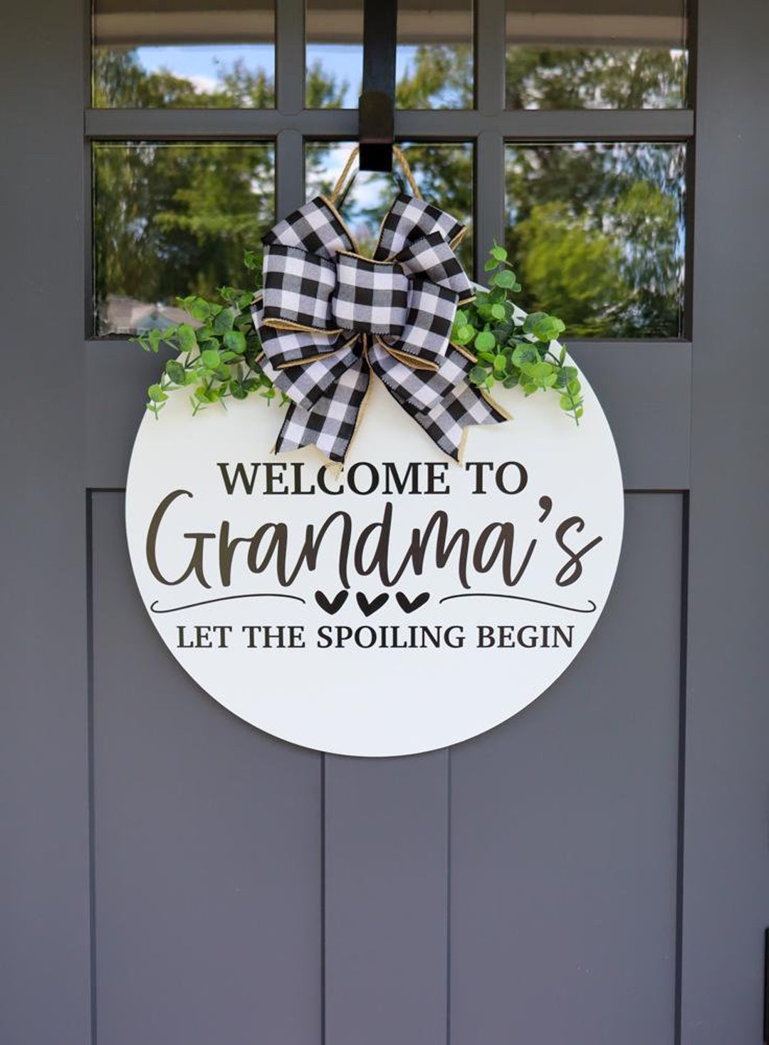 Welcome to Grandma & Grandpa's Welcome Sign | Door Hanger | Door Wreath ...