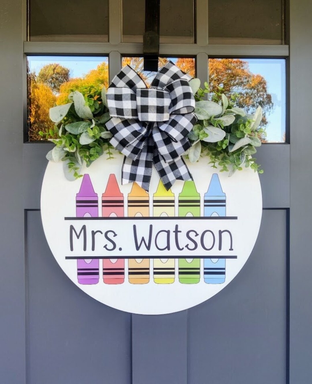 Crayon Teacher Name Sign Classroom Door Sign Custom Teacher Name Sign ...