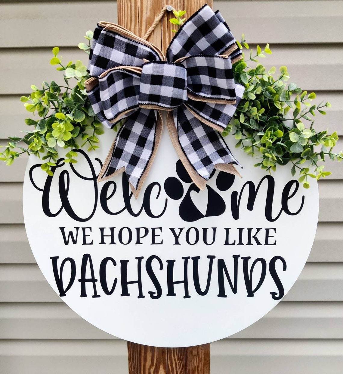 Front Door Decor | Dachshund Welcome Sign | Dog Door Hanger | Hope You ...