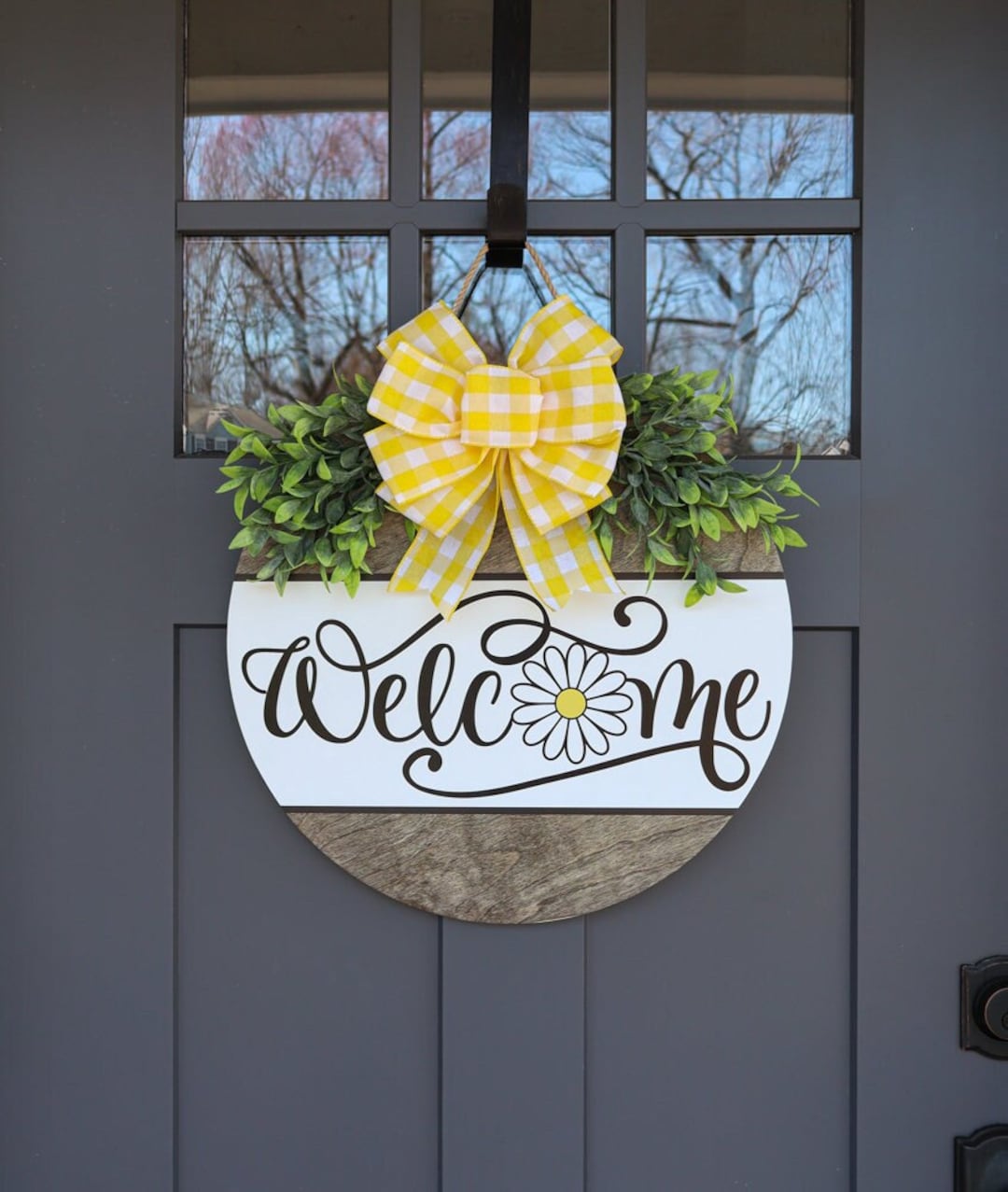 Spring Front Door Decor | Daisy Welcome Sign | Spring Door Hanger ...