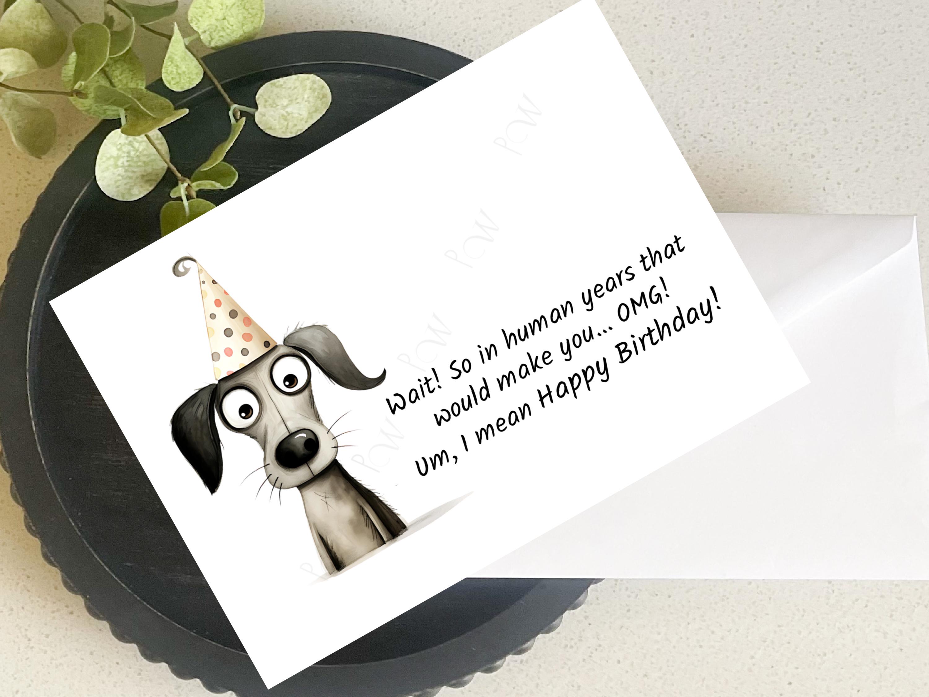 Printable Birthday Card, Funny Birthday Card, Dog Card, Digital Download, Print at Home 5x7 Card ...