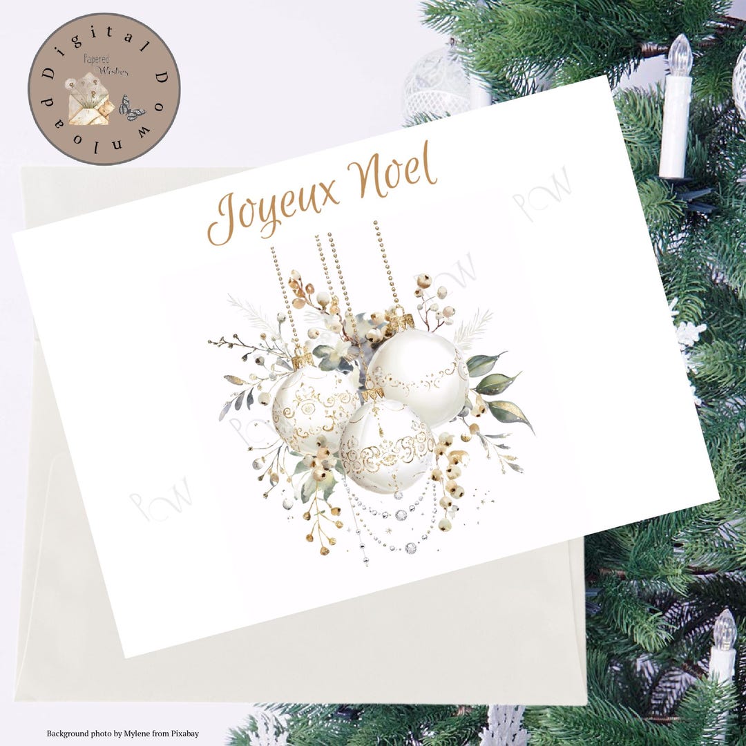 French Christmas Card, Joyeux Noel, Elegant Ornament (digital Download ...